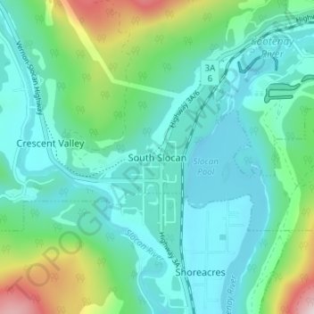 South Slocan地形图、海拔、地势