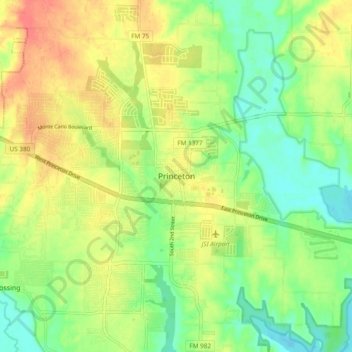 Princeton地形图、海拔、地势