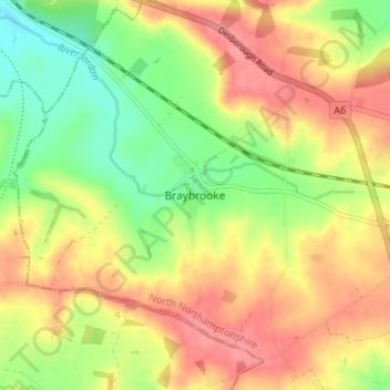 Braybrooke地形图、海拔、地势