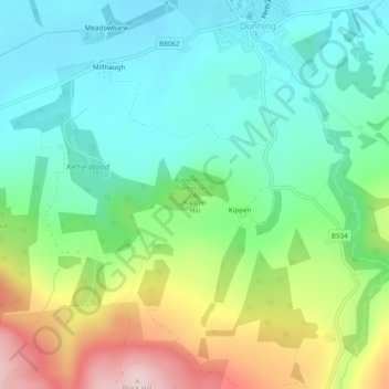 Kippen Hill地形图、海拔、地势