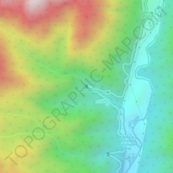 Lata Iskandar Waterfalls地形图、海拔、地势