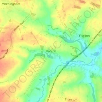 Hapton地形图、海拔、地势