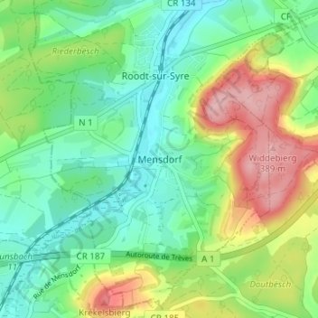 Mensdorf地形图、海拔、地势