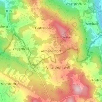 Allmannsdorf地形图、海拔、地势