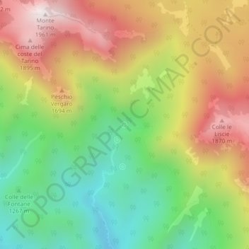 Sorgenti dell'Aniene地形图、海拔、地势