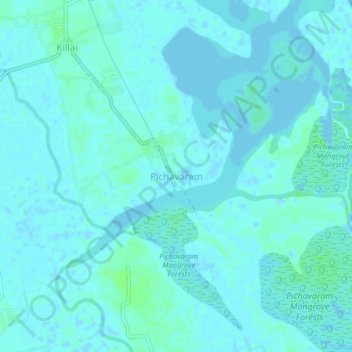 Pichavaram地形图、海拔、地势