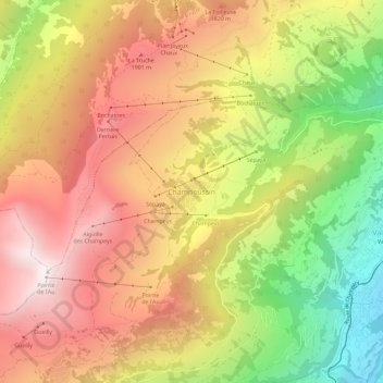 Champoussin地形图、海拔、地势
