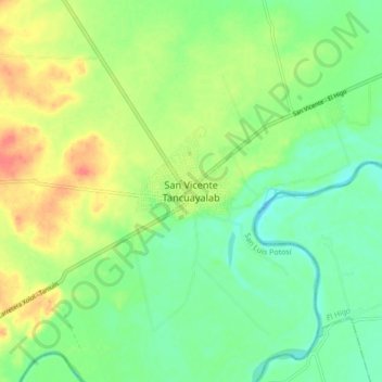 San Vicente Tancuayalab地形图、海拔、地势