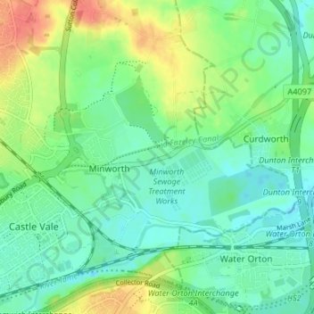 Minworth Greaves地形图、海拔、地势