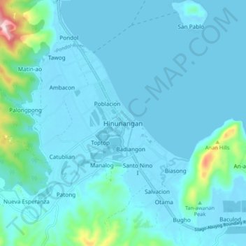Hinunangan地形图、海拔、地势