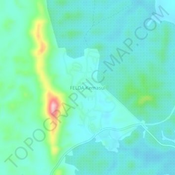 FELDA Kemasul地形图、海拔、地势