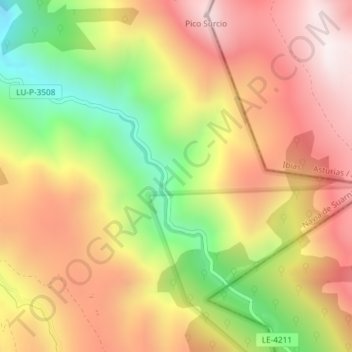 Os Cobos地形图、海拔、地势