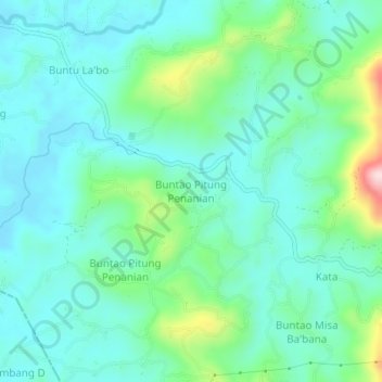 Buntao Pitung Penanian地形图、海拔、地势