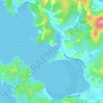 Uruti Bay地形图、海拔、地势