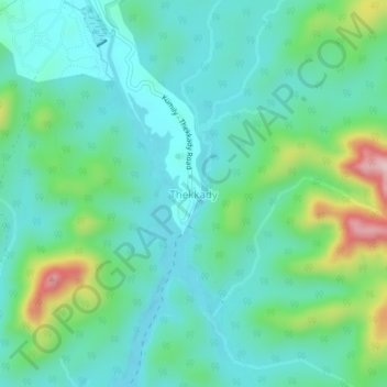 Thekkady地形图、海拔、地势