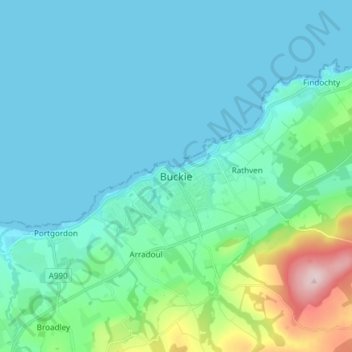 Buckie地形图、海拔、地势