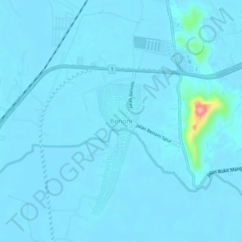Benoni地形图、海拔、地势