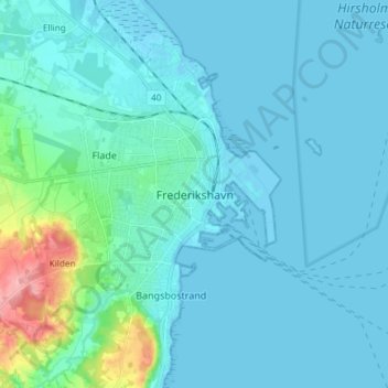 Frederikshavn地形图、海拔、地势