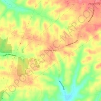 Tennessee Ridge地形图、海拔、地势