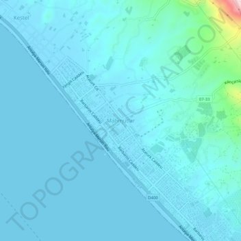 Mahmutlar地形图、海拔、地势
