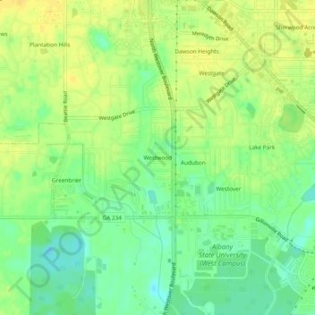 Westwood地形图、海拔、地势
