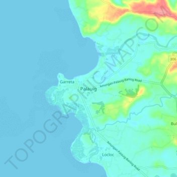 Palauig地形图、海拔、地势