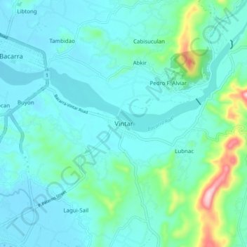 Vintar地形图、海拔、地势