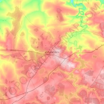 eMalahleni地形图、海拔、地势
