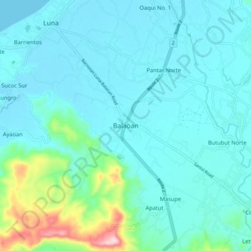 Balaoan地形图、海拔、地势