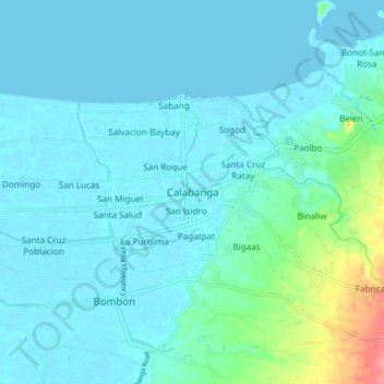 Calabanga地形图、海拔、地势