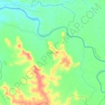 Deogarh地形图、海拔、地势