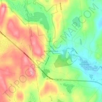 West Peterborough地形图、海拔、地势