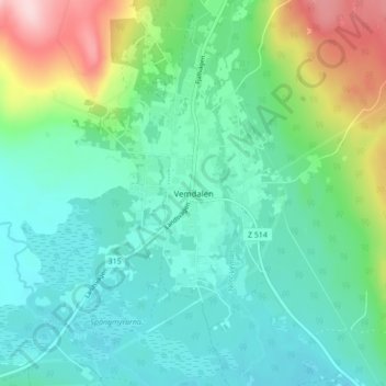 Vemdalen地形图、海拔、地势