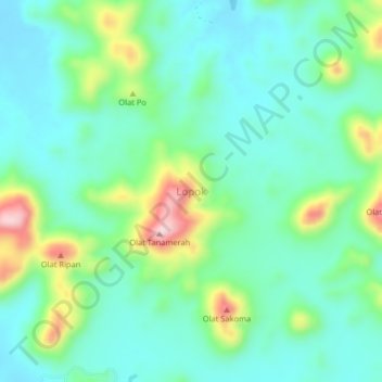 Lopok地形图、海拔、地势