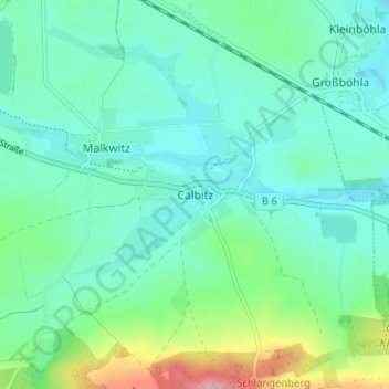 Calbitz地形图、海拔、地势