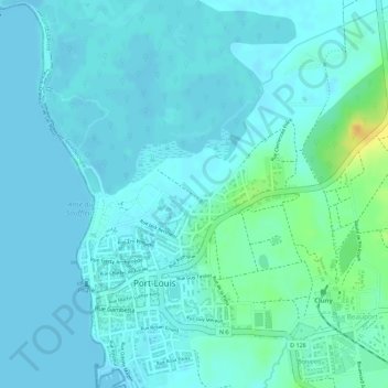 Rodrigue地形图、海拔、地势