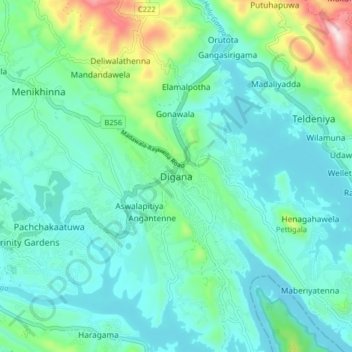Digana地形图、海拔、地势