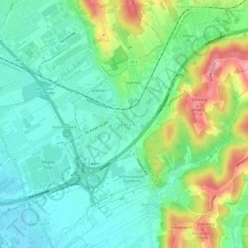 Raaba地形图、海拔、地势