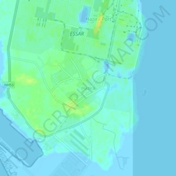 Hazira地形图、海拔、地势