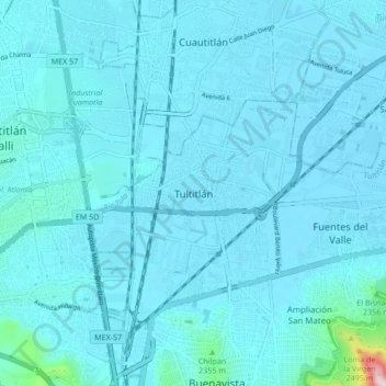 Tultitlán地形图、海拔、地势