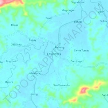 Las Navas地形图、海拔、地势