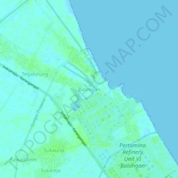 Balongan地形图、海拔、地势