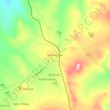 Dannhauser地形图、海拔、地势