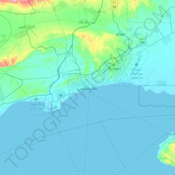 Bandar Abbas地形图、海拔、地势