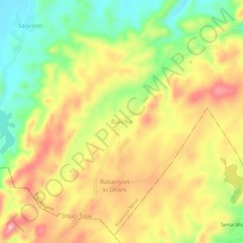Balicha地形图、海拔、地势