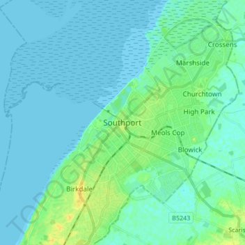 Southport地形图、海拔、地势
