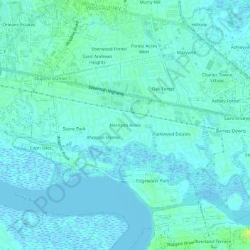 Harrison Acres地形图、海拔、地势