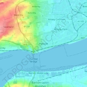 Hessle地形图、海拔、地势