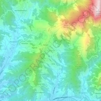 Cardini地形图、海拔、地势