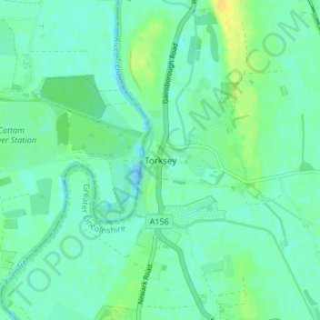 Torksey地形图、海拔、地势